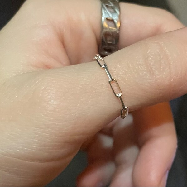 Paperclip Chain Ring | 14K Dainty Ring | Gold Filled Ring | Sterling ...