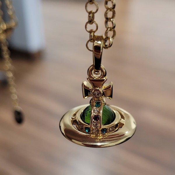 Vivienne Westwood Gold Large Pink 3D Orb Pendant Chain Necklace With ...