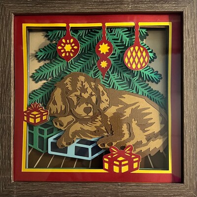 3d Christmas Puppy Shadow Box Svg, Dog Shadow Box Svg, 3d Layered Svg ...