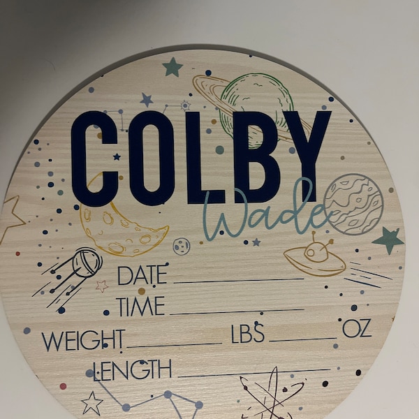 Baby Birth Stat Sign | Personalized Birth Announcement Sign | Space ...
