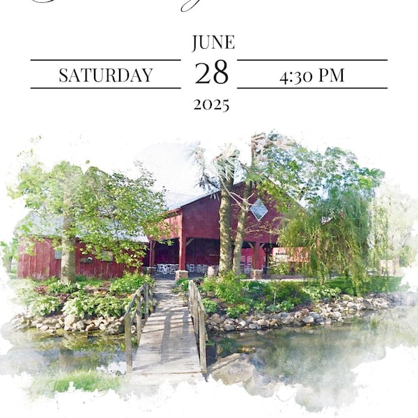 Save the Date Venue Illustration Invitation Template, Digital ...