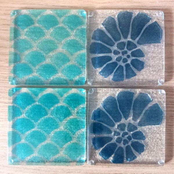 Wave in a Box Fused Glass Wave Wall Art Sun 25x25cm10, Turquoise Teal ...