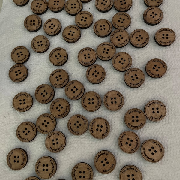 Custom Wood Buttons, Clothing Label, Sew on Tags, Personalized Wooden ...