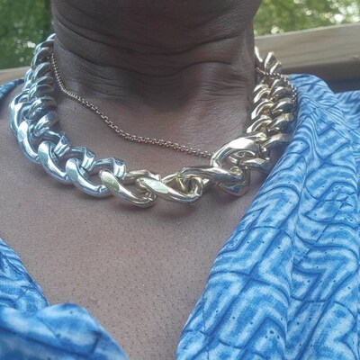 Lightweight Large Chain. Chunky Chain Necklace. Extra Large Silver Curb ...