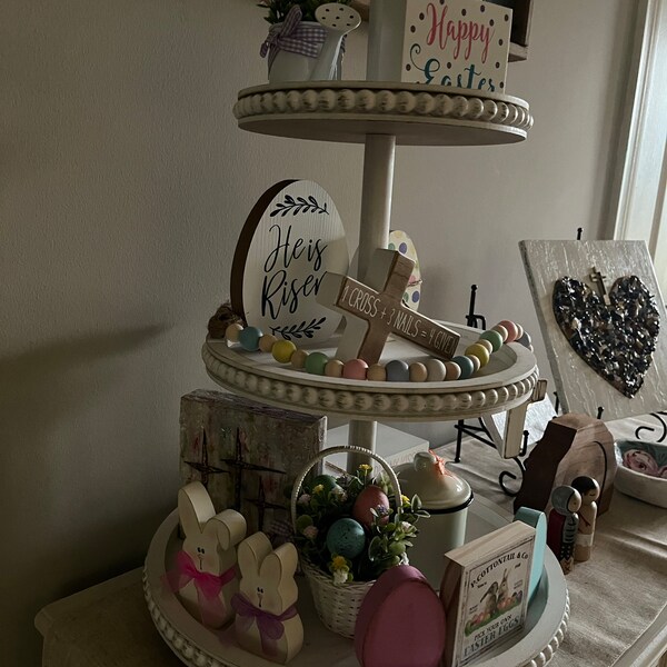 Easter Tiered Tray Mini Floral Arrangement, Easter Tiered Tray Decor ...