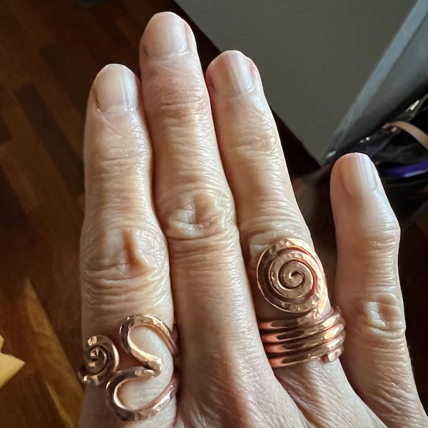 Hand Hammered Copper Spiral Ring, Textured Copper Ring,viking Ring ...