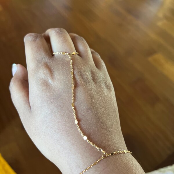 Silver & Gold Hand Chain, Dainty 18k Gold Hand Plated Chain Gold Hand ...