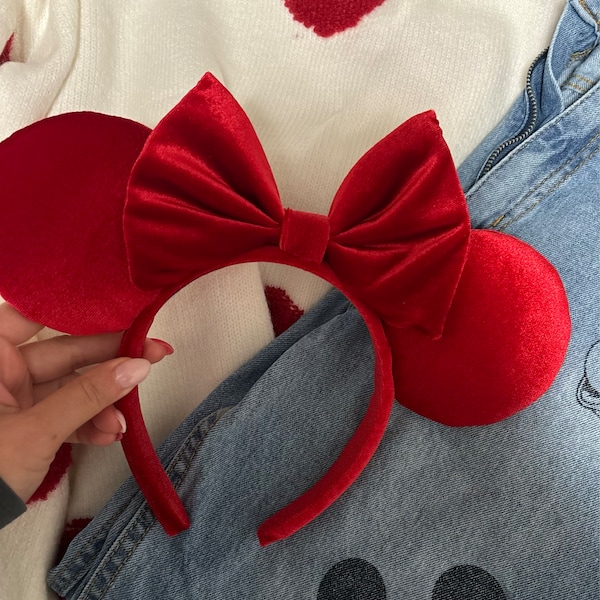 Red Disney Ears, Disney Ears, Red Velvet Ears, Disney Ears Headband ...