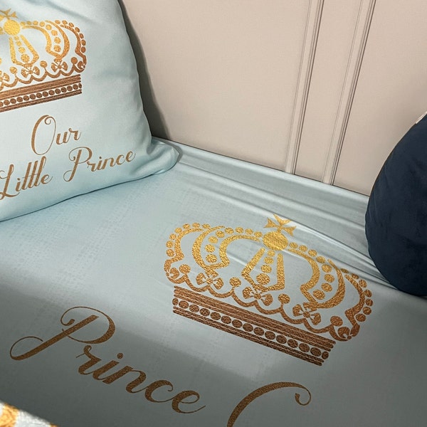 Baby Boy Crib Bedding Set, Prince Crib Bedding, Light Blue Crib Bedding ...