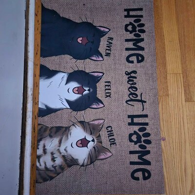 Custom Cat Doormat, Cat Welcome Doormat, Home Sweet Home, Cat Rug ...
