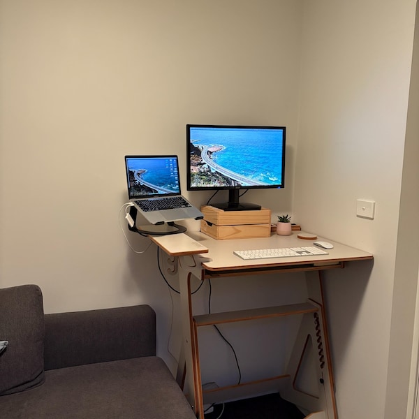 Computer Desk Adjustable Wooden Table Standing Plywood Office Furniture ...