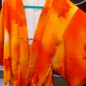 Japan Unisex Orange Haori/jacket Printed With Abstract Brown - Etsy