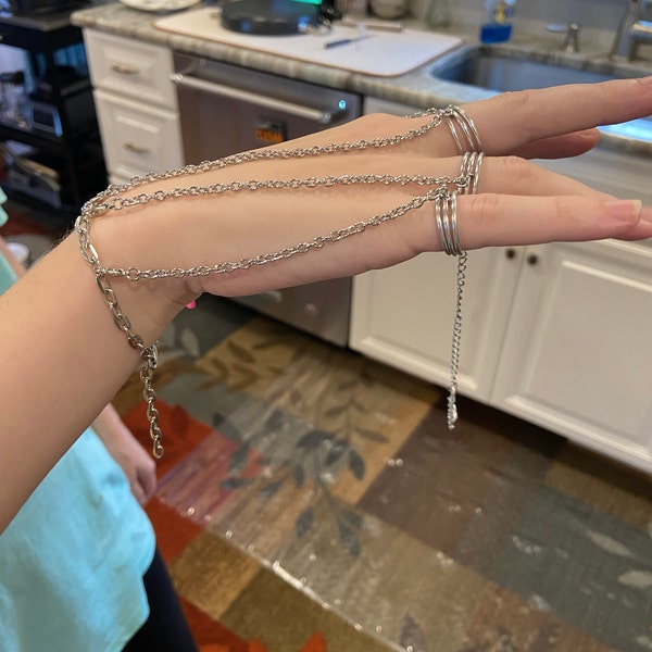 Handmade Anime Chain Bracelet and Five Finger Rings - Etsy