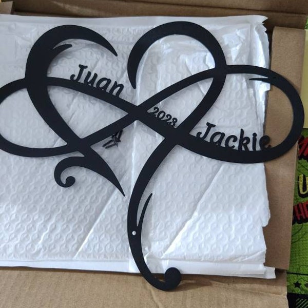 Personalized Metal Infinity Heart Sign - Customizable Heart Plaque ...