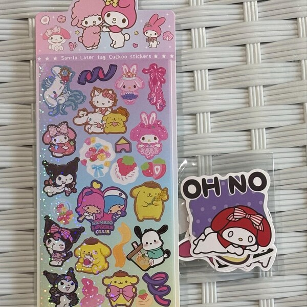 Cute Glitter Sticker Sheets Holographic Kawaii Kitty & Friends Sticker ...