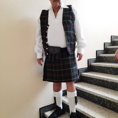 Gothic / Punk Rock Kilt for Men Scottish Utility Kilt Black Cotton Kilt ...