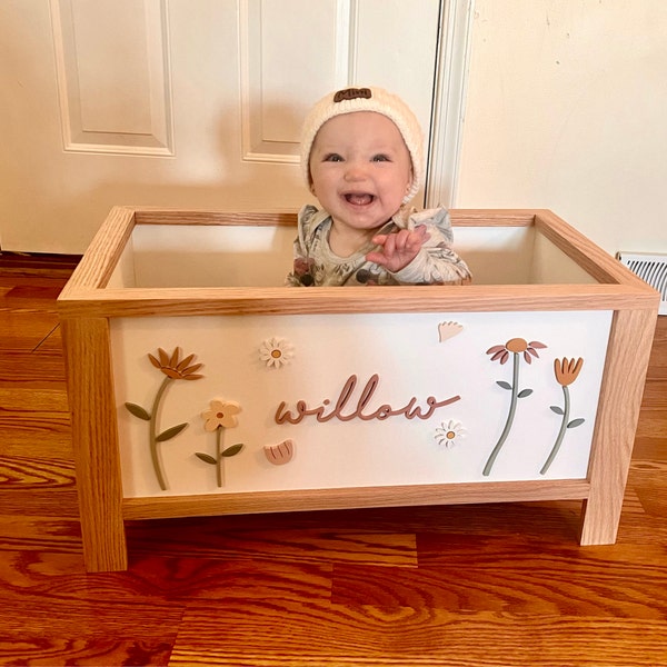 Blooming Cacti Toy Chest With Name - Toy Storage - Nursery Decor - 1st ...