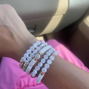 Pink Funfetti Heishi Bracelet, Name Bracelet, Heishi Bracelet ...