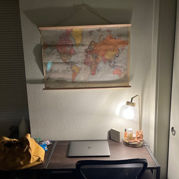 School Vintage Map Chart Poster Print / Optional Oak Hanger Vintage ...