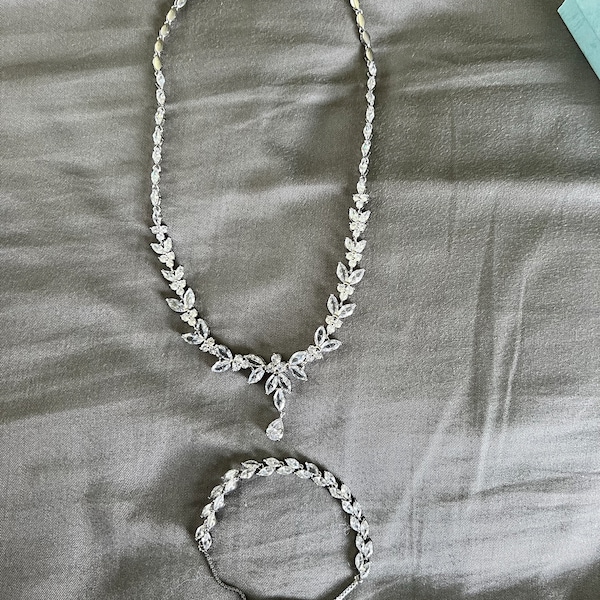 Bridal Necklace Set Silver Wedding Jewelry for Bride Silver Bridal ...