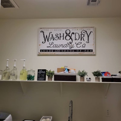Modern Farmhouse Wall Decor Laundry Sign Wash & Dry Rustic Chic Self ...