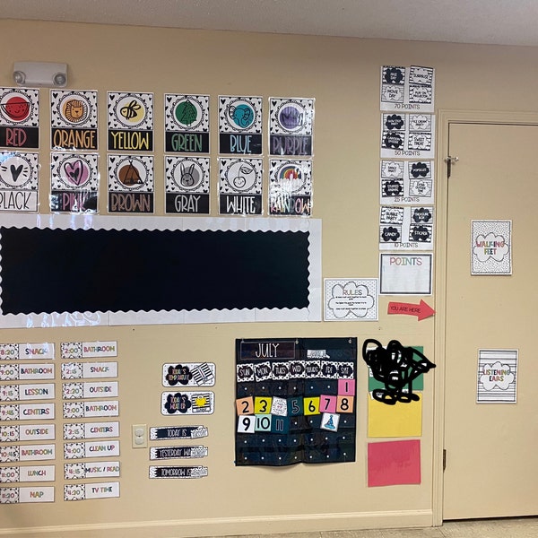 Bright Classroom Decor Bundle: Black & White Theme (digital Download ...