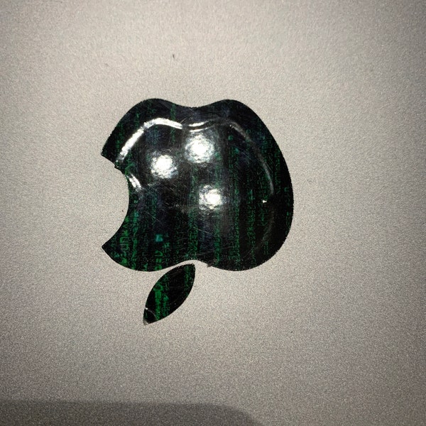 Apple MacBook Decal Apple Logo MacBook Sticker Black Green GLOWING ...