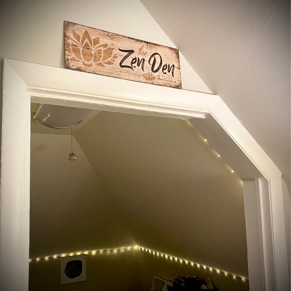 The Zen Den Lotus Metal Sign; Wall Decor for Meditation, Yoga or Studio ...