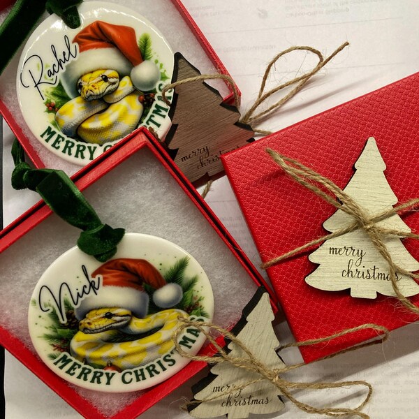 Yellow Ball Python Snake Custom Christmas Ornament of Python ...