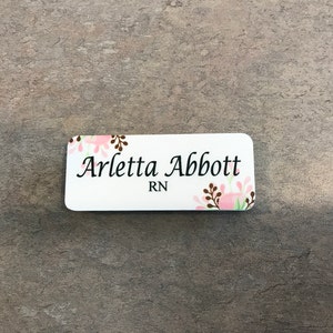 Custom Teal Roses Name Tag Flower Name Badge Magnetic or Pin | Etsy