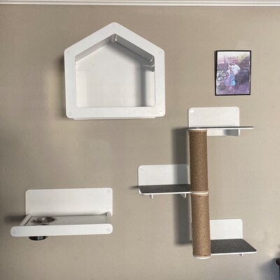 Wood Cat House Wall Cat Furniture Cat Play House Tower for Cats Modern ...