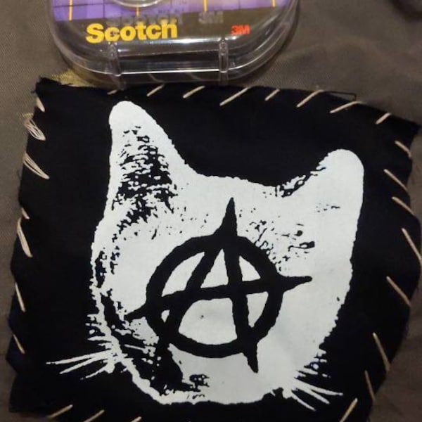 Anarchy Kitty Cat Punk Handmade Fabric Sew-on Patches - Etsy
