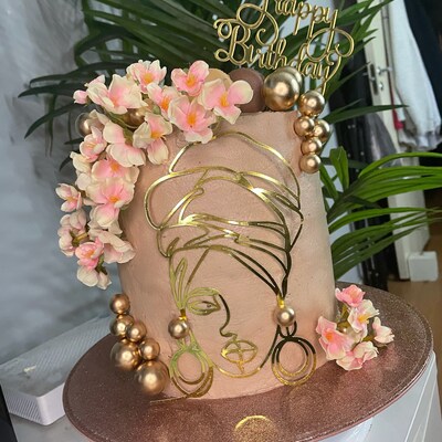 Line Art Face Cake Topper Charm, Abstract Line Art Cake Topper, African ...