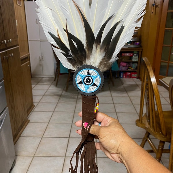 Handmade Native American Feather Fan - Elegant Prayer Accessory in ...
