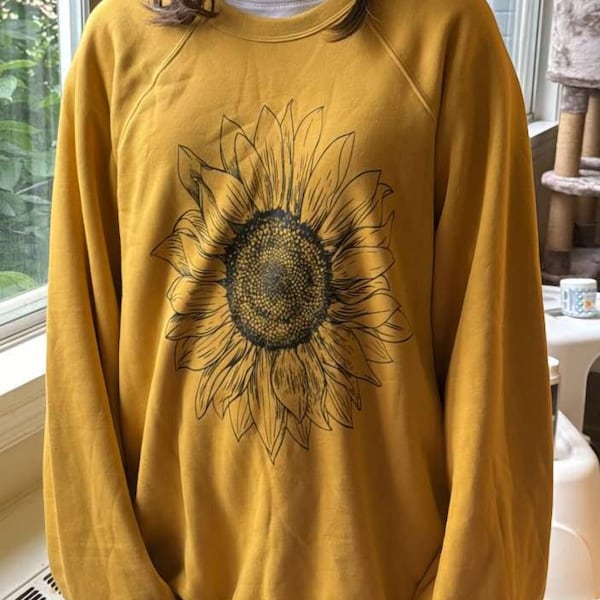 Sunflower Sweatshirt: Women's Fleece Pullover Bella Canvas Sweatshirt ...