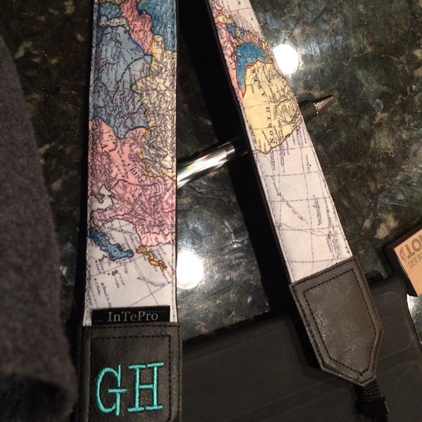 World Map Camera Strap. Personalized Camera Strap. North America ...