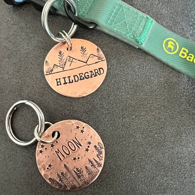 Tree Dog Tag, Pet ID Tag, Dog Tag, Personalized Dog Tag, Hand Stamped ...