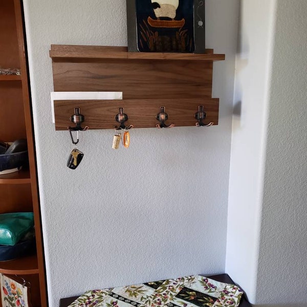 Natural Hardwood Coat Rack, Handmade Entryway Organizer, Modern Rustic ...