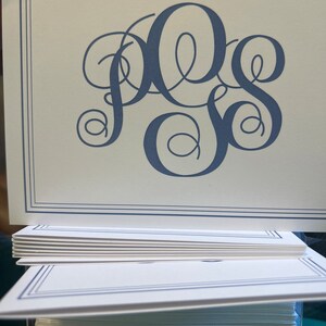 Personalized Monogram Folded Thank You Card, Monogram Folded Stationery ...