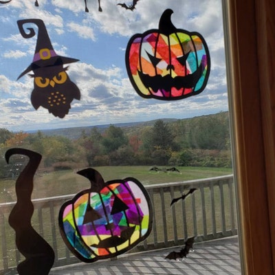 Pumpkins Suncatcher Kit Halloween Craft Class Party Activity Mess Free ...