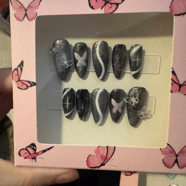 Hexcore Abstract Nails | Arcane Inspired Nails | Gel Nails | - Etsy