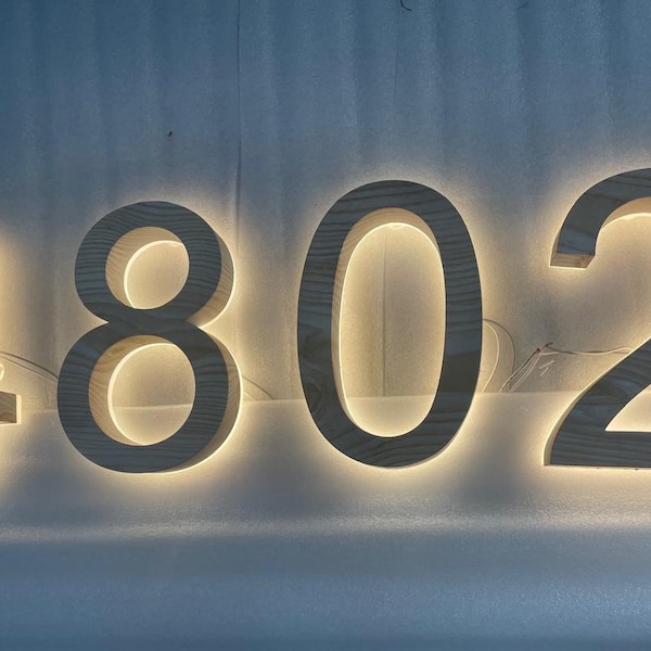 Lighted Mailbox Numbers Custom LED House Number Signs, 3D Backlit ...
