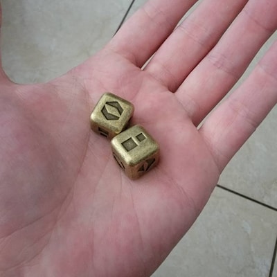 Gold Sabacc Dice Solid Metal Pair of Metal Dice Star Wars - Etsy