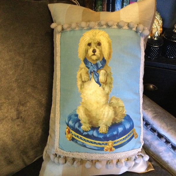 Fabric Panels; Vintage Dog Poodle Fabric Panel,quilting/ Applique ...