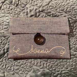 Monogrammed Grey Linen Kindle Case, Personalized Kindle Paperwhite ...