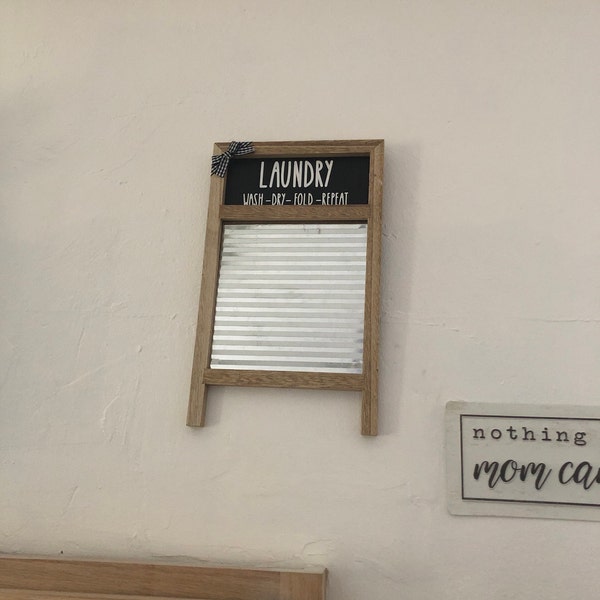 Laundry Room Decor - Washboard Sign - Wash Dry Fold Repeat - Farmhouse ...