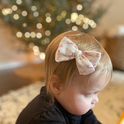 Embroidered Holly Nylon Baby Bow, Christmas Bow, Infant Holly Bow, Xmas ...