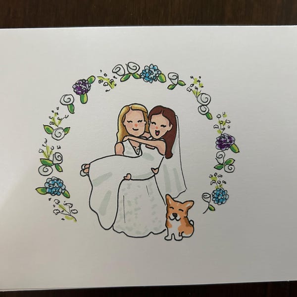 Custom, Hand-drawn Wedding Card - Etsy