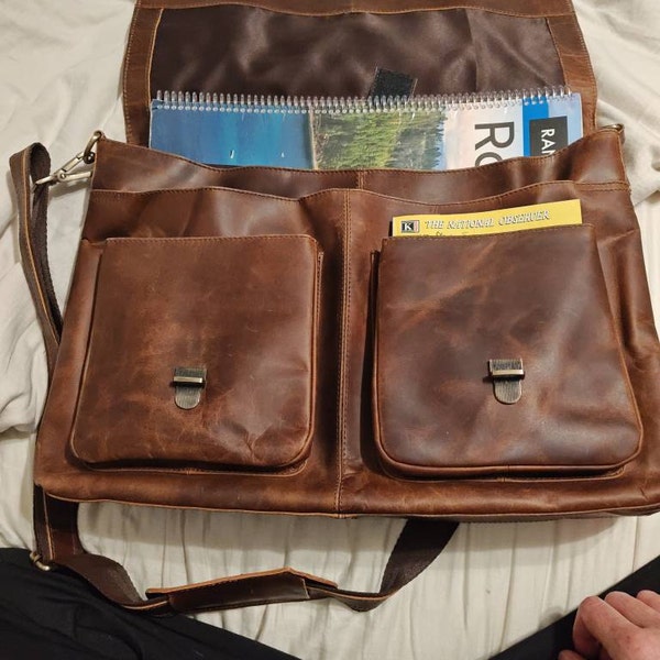 Handmade Leather Messenger Bag for Men Travel Laptop Handbag for Women ...