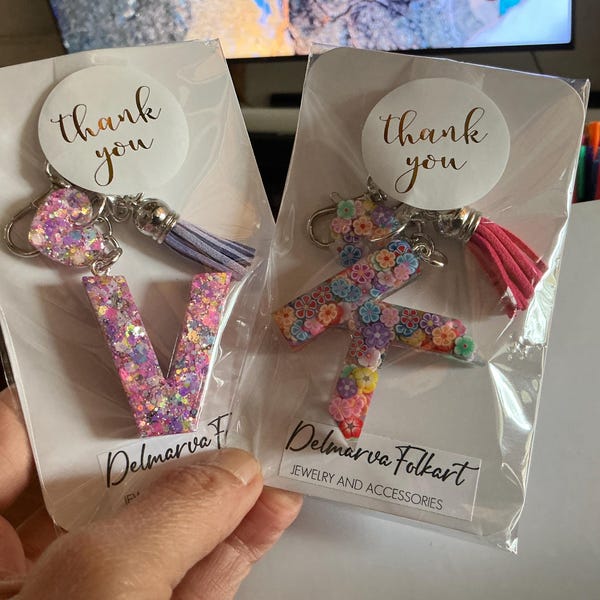 Custom Purple Flower Resin Keychain, Personalized Pressed Dried Floral ...